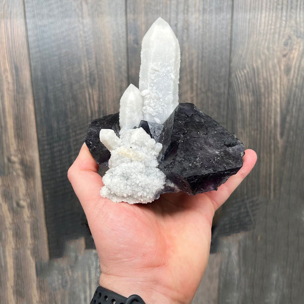 1394g Beautiful White Quartz Crystal Specimen with Fluorite - Mineral Mike