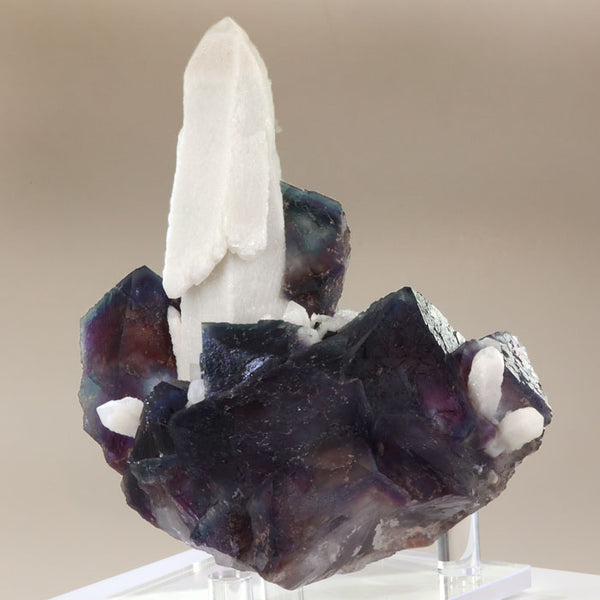 2332g Chinese White Quartz Crystal Specimen with Multi Color Fluorite ...
