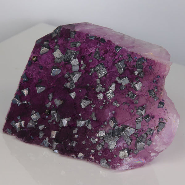 Beautiful Purple Fluorite with Metallic Galena Crystals - Mineral Mike