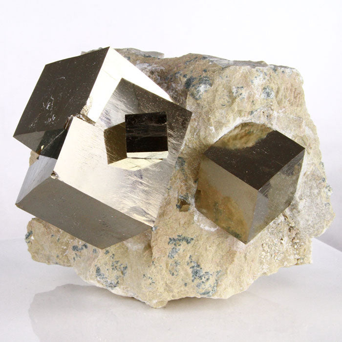 Amazing Multi-Cube Pyrite Crystal Specimen on Matrix - Mineral Mike